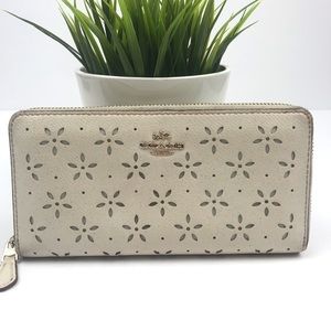 Coach | Bags | Coach Ivory Accordion Zip Wallet Wfloral Cutouts | Poshmark